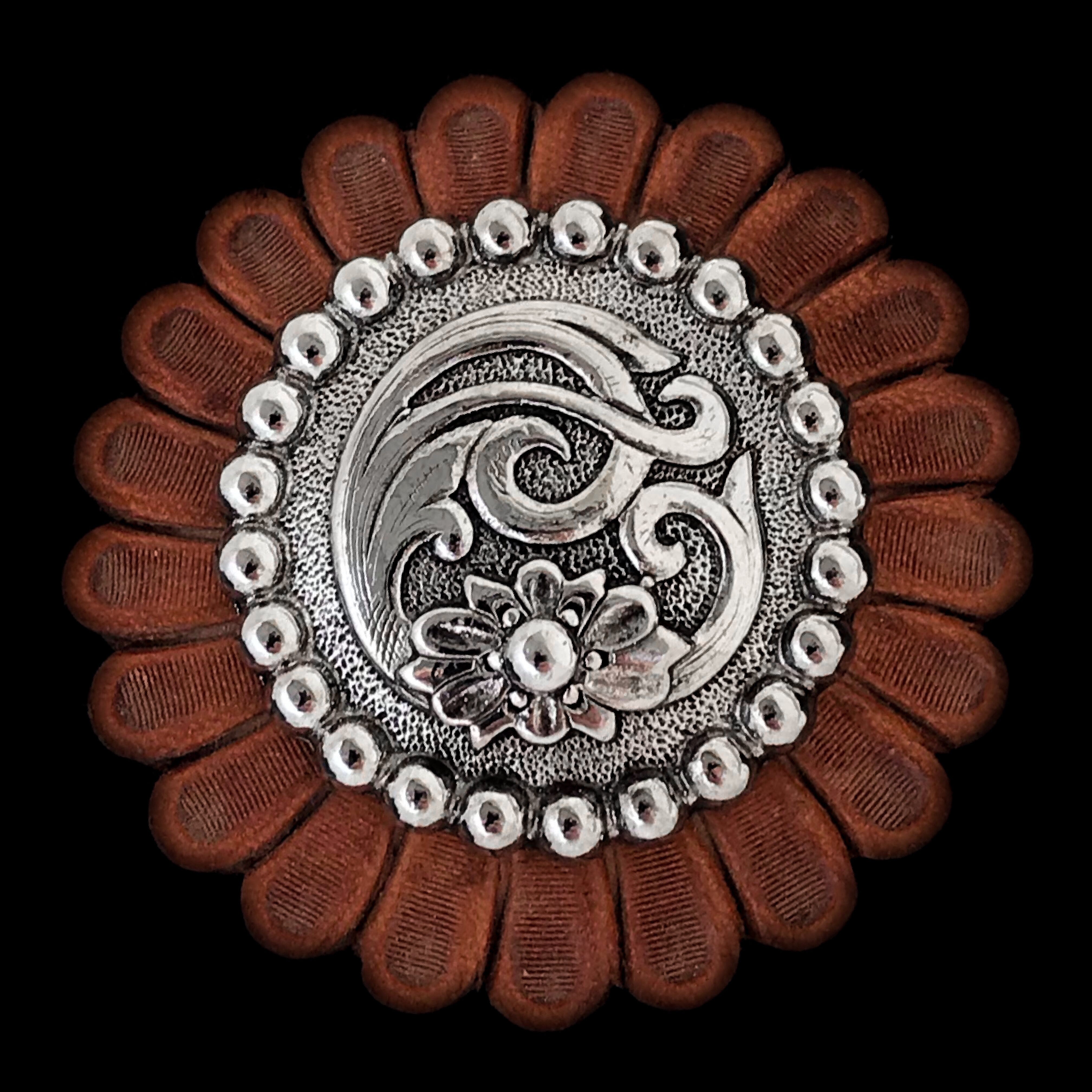Beaded Border Single Flower Screw Back Concho – Rockin Out Hardware